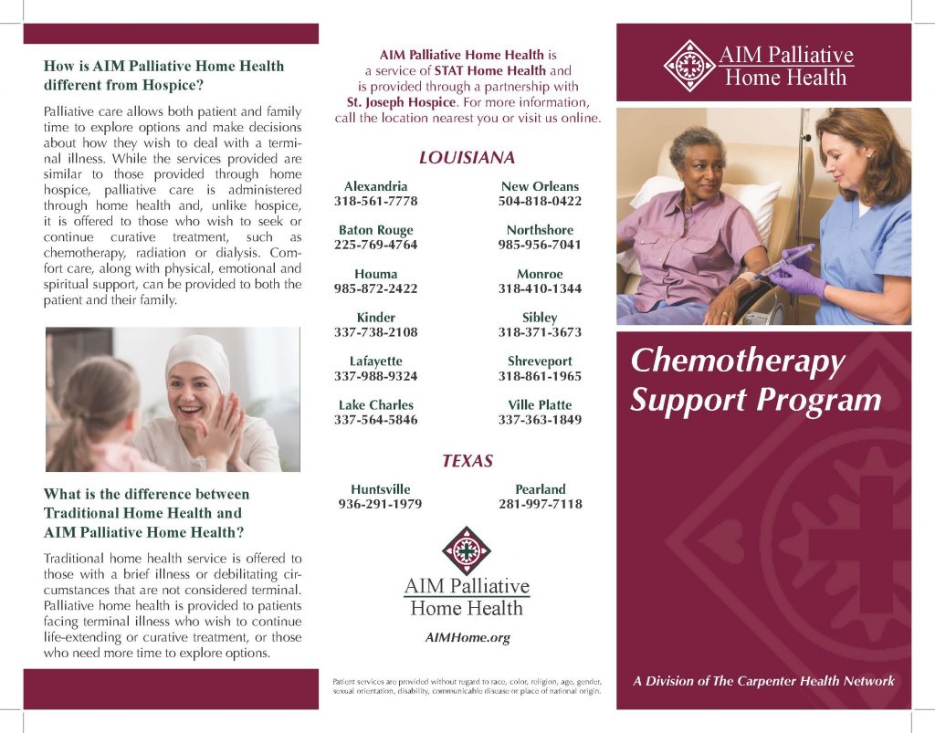 AIM Chemo Support Brochure [8.5 x 11 trifold] – S & S Printing