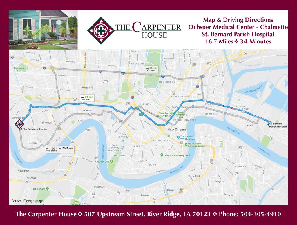 2018 Ochsner Chalmette St. Bernard Parish Driving Map – S & S Printing