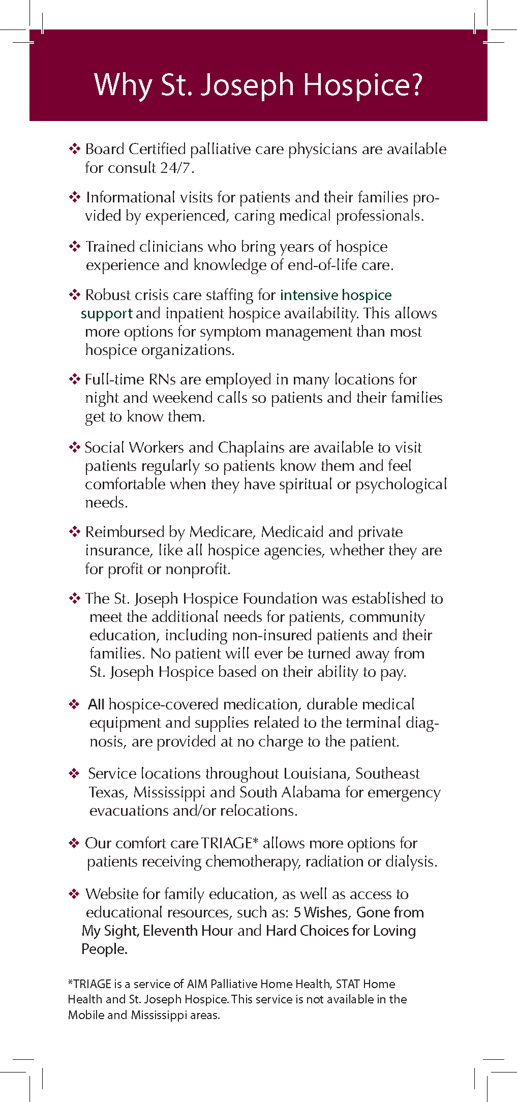 SJH Why St. Joseph Hospice? Rack Card [4.25 x 10, 4/4] – S & S Printing