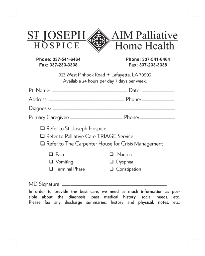 Referral Pads – SJH/AIM Lafayette – 4.25×5.5 – S & S Printing