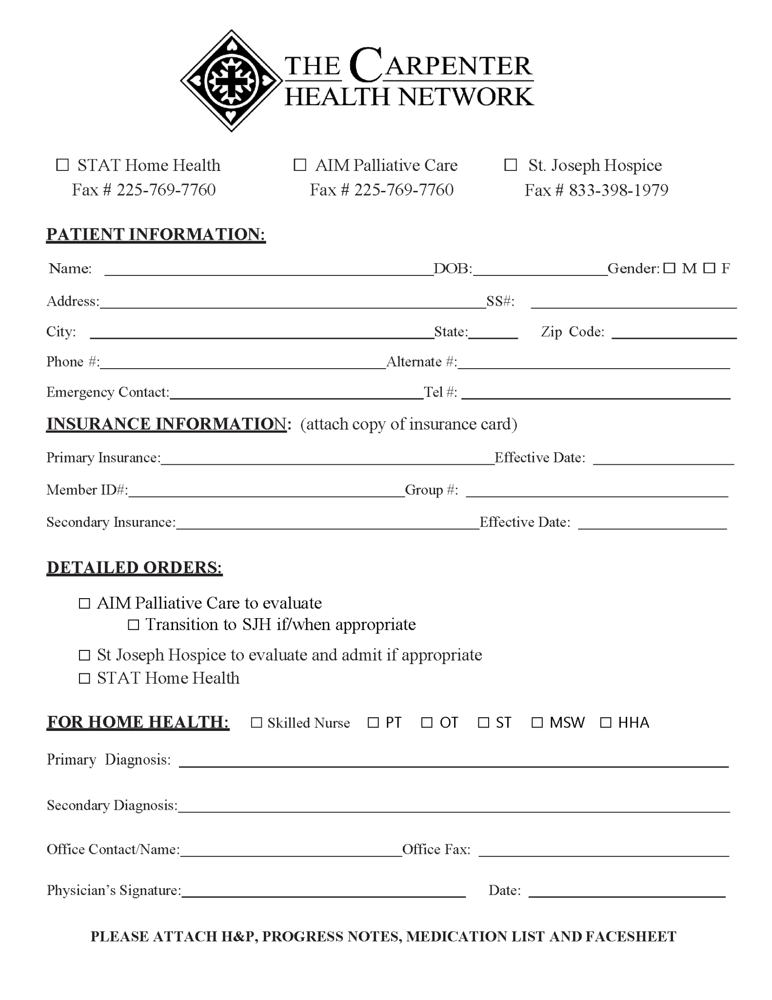 Referral Pads – SJH | STAT | AIM Baton Rouge [8.5 x 11] – S & S Printing