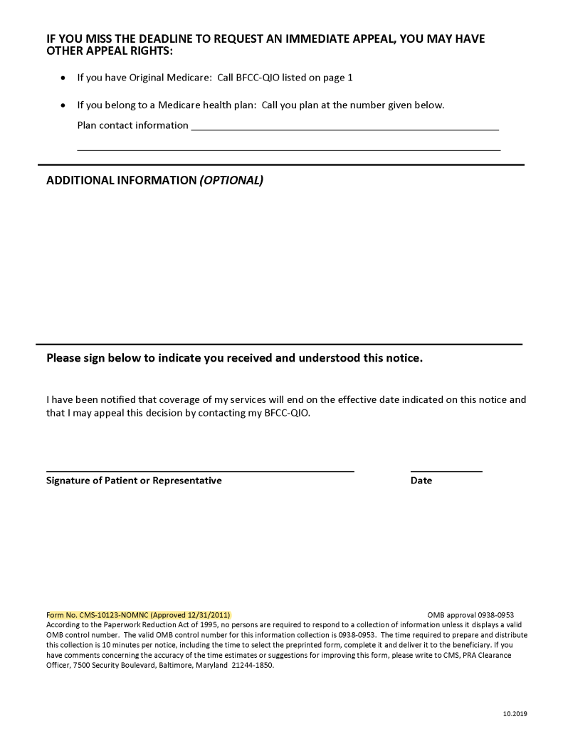 Notice of Medicare Non Coverage – STAT Lafayette [2-Part Forms with 2 ...