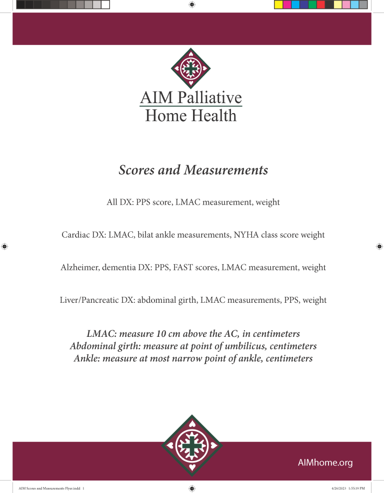AIM Scores and Measurements Flyer – S & S Printing