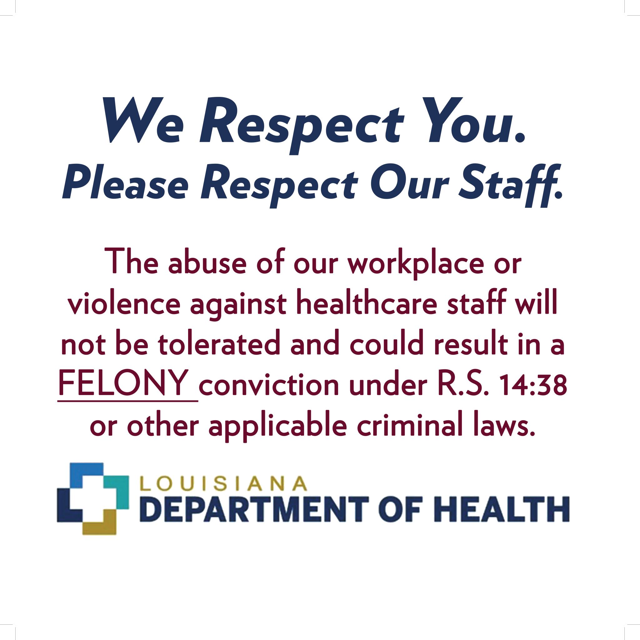 TCHN La. Dept. of Health Violence Against Employees [18×18] – S & S ...