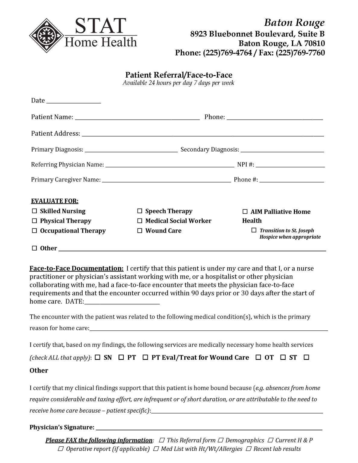 Referral Pads – STAT Baton Rouge with F2F – S & S Printing