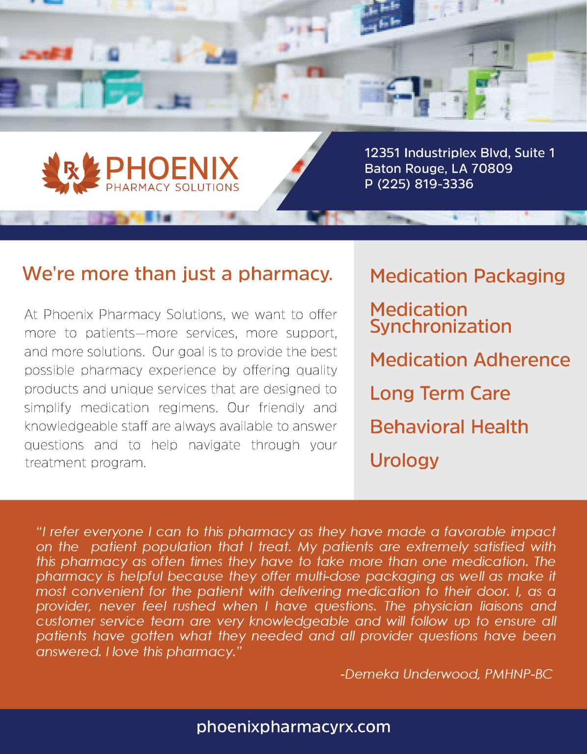 Phoenix Pharmacy Overview Flyer [4/4 8.5 x 11] – S & S Printing